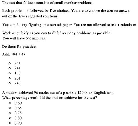 Numeracy Test Example Download Scientific Diagram