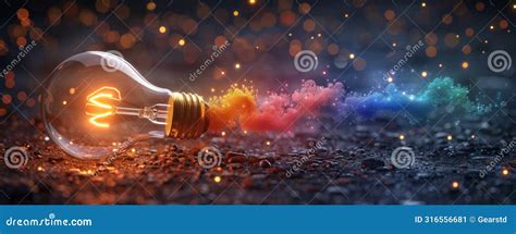 Exploding Colors From A Lightbulb On Dark Stock Image Image Of Abstract Spectrum 316556681