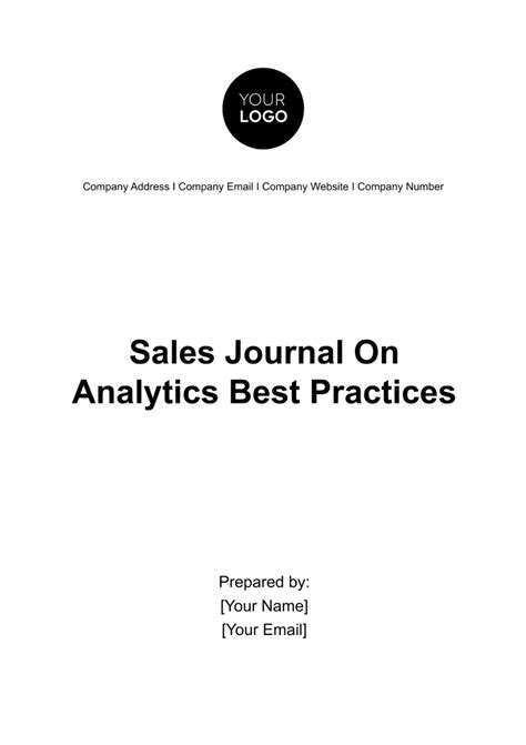 Free Sales Journal On Analytics Best Practices Template To Edit Online