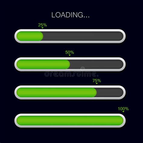 Loading Progress Bar Green Download Icon Glossy Completion Bar For Ui