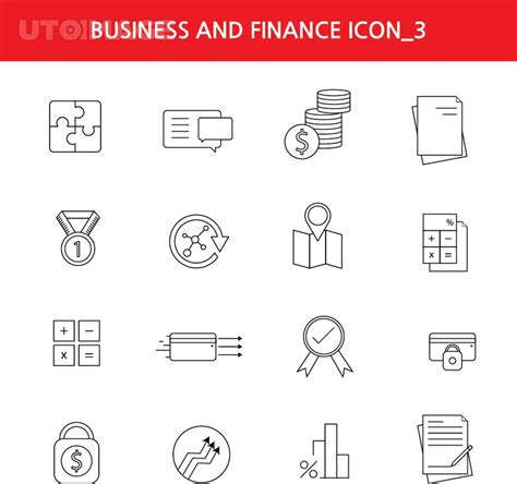 유토이미지 금융 및 비지니스 라인 아이콘 모음 금융 라인 아이콘 아이콘