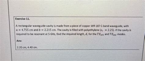 Answered A Rectangular Waveguide Cavity Is Made Bartleby