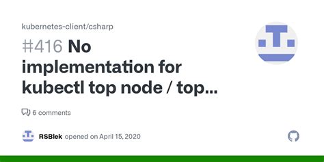 No Implementation For Kubectl Top Node Top Pod · Issue 416 · Kubernetes Clientcsharp · Github