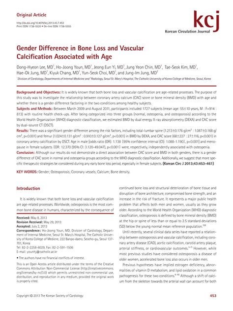Pdf Gender Difference In Bone Loss And Vascular Calcification