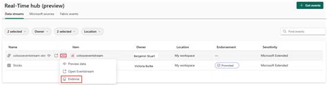 Endorse Streams In Fabric Real Time Hub Microsoft Fabric Microsoft Learn