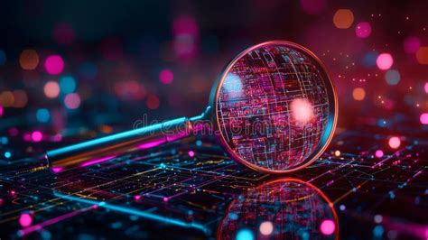 An Image Of A Magnifying Glass Hovering Over A Digital Network Reveals Information And Data