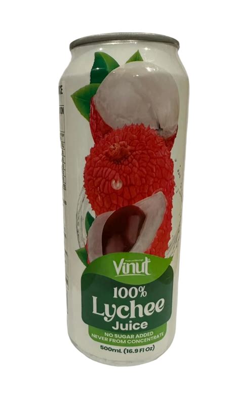 Vinut 100 Lichee Juice Can 500ml Toms Confectionery Warehouse