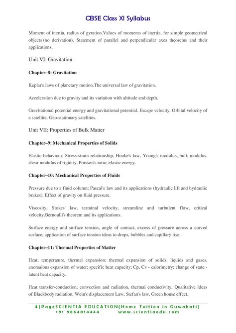 Class 11 Physics Syllabus Cbse Online Learning Platform