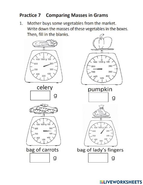 Comparing Mass In Grams Worksheet 2nd Grade Worksheets Math