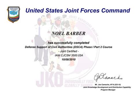 Jko Dsca Phase 1 Part 2 Certificate Pdf