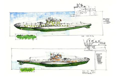 Artstation Submarine Sketches Mameli Sirena Classes Deon Van Biljon Sketches Submarine