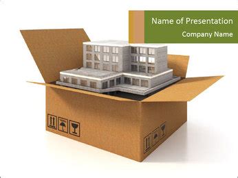 Building Themed Cardboard Box Perfect For Play And Storage PowerPoint Template Backgrounds