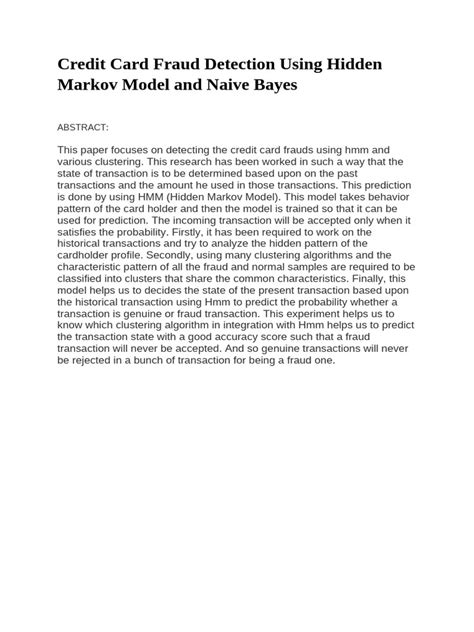 6credit Card Fraud Detection Using Hidden Markov Model And Naive Bayes