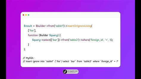 Laravel Tip 💡 New Eloquent Insertorignoreusing Method Laravel Laravelphp Webdeveloper Youtube