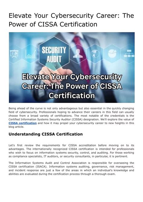 Ppt Elevate Your Cybersecurity Career The Power Of Cissa Certification Powerpoint