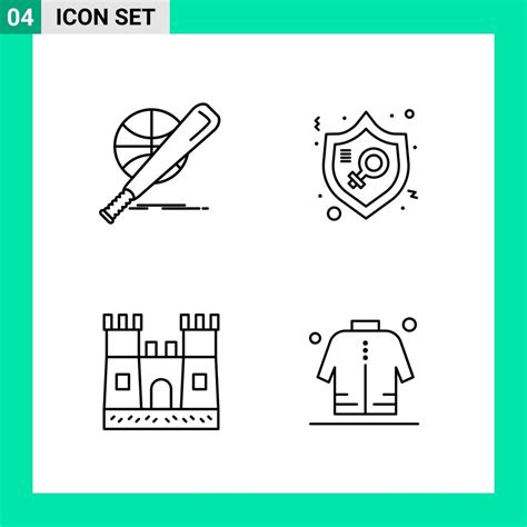 Pack Of 4 Line Style Icon Set Outline Symbols For Print Creative