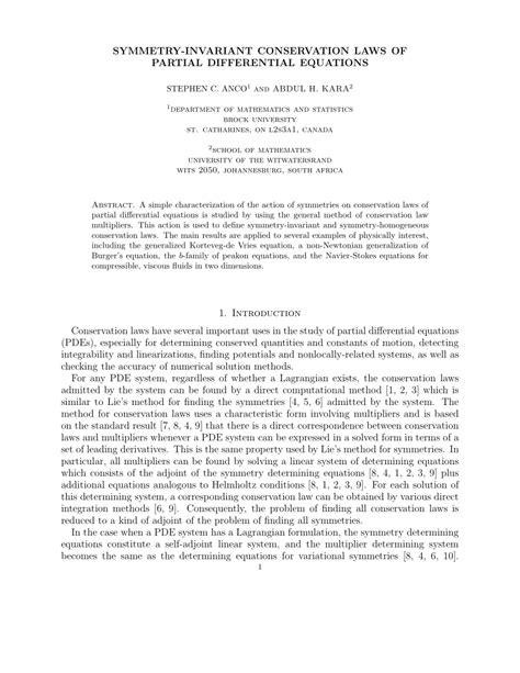 Pdf Symmetry Invariance Of Conservation Laws