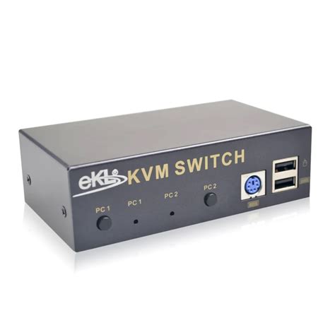 ekl 2 port vga kvm switch usb ps2 keyboard mouse vga switch box with 2 pcs kvm cable support