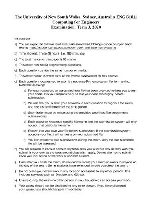 ENGG1811 Assignment 1 20T3 Version 2 Learning Objectives To Apply