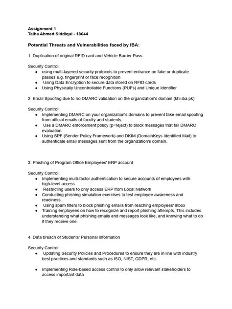 Is Assignment 1 Talha Ahmed Siddiqui 18644 Pdf Security Computer Security
