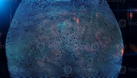 Unique Fingerprint Pattern Illuminated With Vibrant Colors In A Digital Environment Showcasing