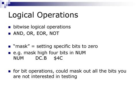 Logical Operations Bitwise Logical Operations And Or Eor Not Ppt