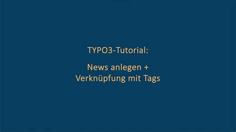 Typo3 Tutorial News Anlegen Youtube