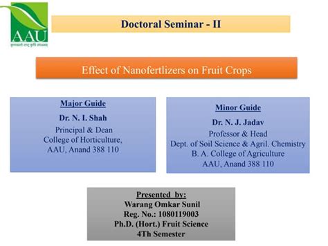 Nanofertilizers In Fruit Crops Pptx