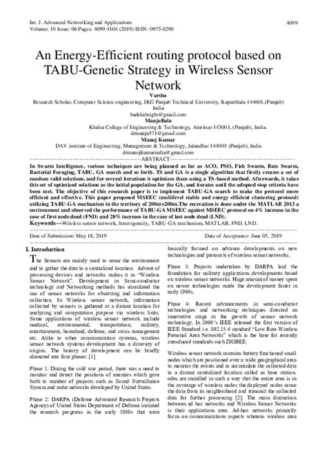 Pdf An Energy Efficient Routing Protocol Based On Tabu Genetic Strategy In Wireless Sensor Network