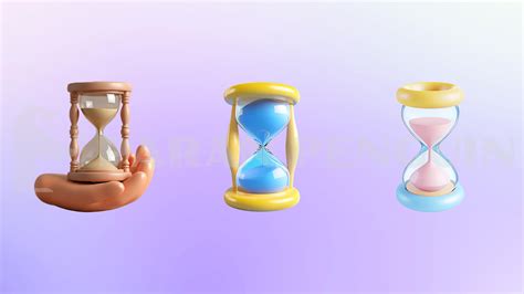 3d 모래시계 시계 모래 아이콘 일러스트 나무 분홍색 파란색 Lv2 다운로드 파란펭귄