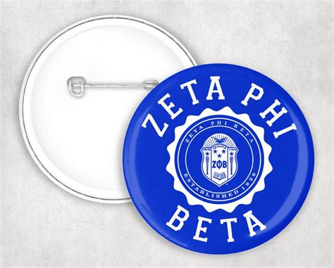 Zeta Phi Beta Seal Crest Pin Buttons Greek Gear