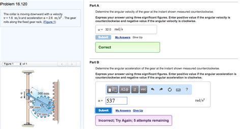 Solved The Collar Is Moving Downward With A Velocity V 1 6