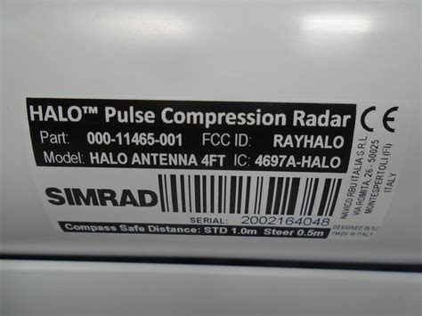 Simrad Halo 4 Pulse Compression Radar 4′ Open Array Wri 12 Bench