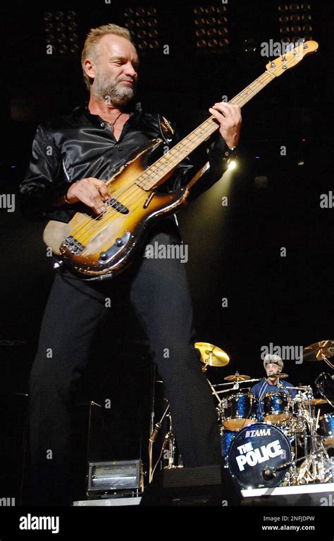 Lead Vocalist And Bassist Sting And His Band The Police Perform Their