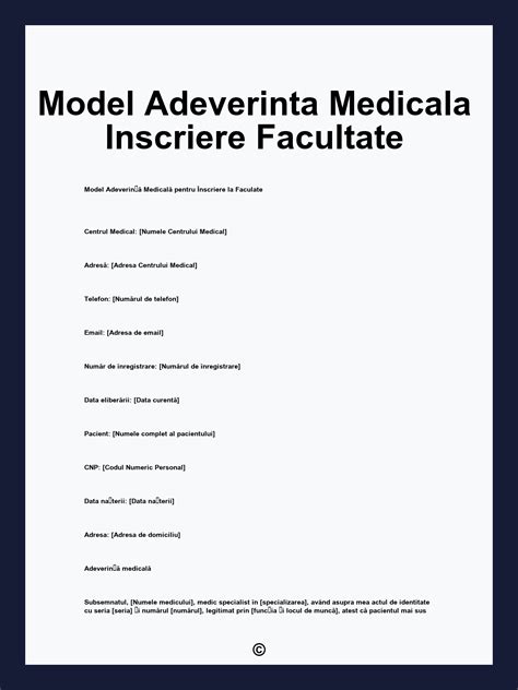 Model Adeverinta Medicala Inscriere Facultate