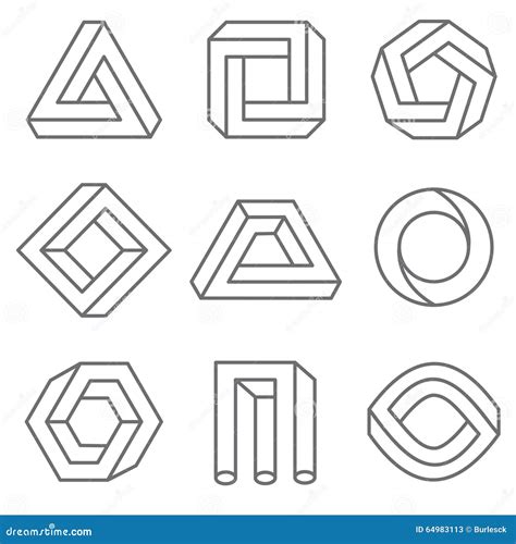 Impossible Linear Triangle Penrose Shape Esher Geometric Object Optical Illusion Visual