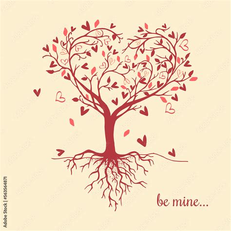 Beautiful Tree With Heart Shaped Root Tree Silhouette With Heart Leaves The Art Tree Is