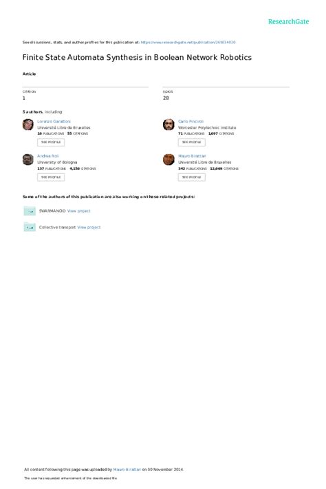 Pdf Finite State Automata Synthesis In Boolean Network Robotics