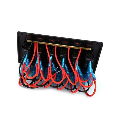 Elecbee 6 Gang Boat Rocker Switch Panel Overload Protection Vehicle Rv Electrical Panel 12 24v Red