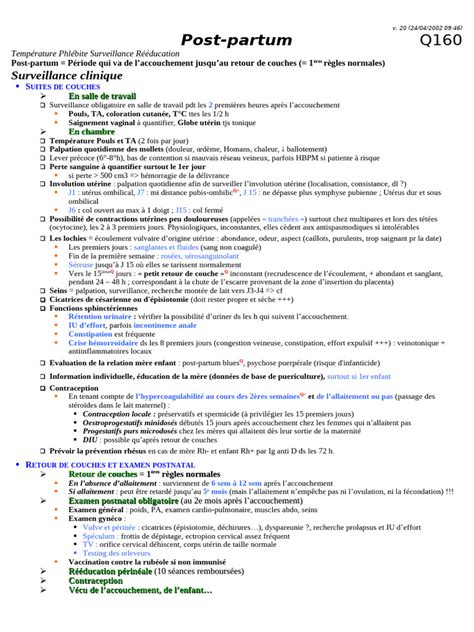 Suivi Post Partum Surveillance Et Soins Pdf Allaitement