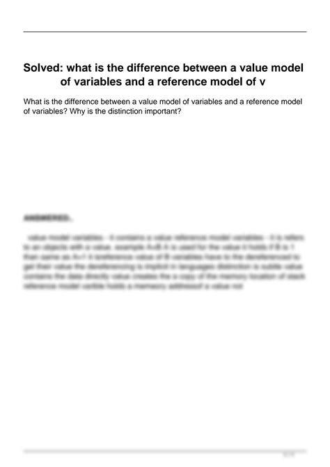 Solution Solved What Is The Difference Between A Value Model Of