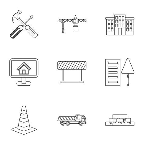 Construction Tools Set Vector Hd Png Images Construction Tools Icons Set Outline Style Style