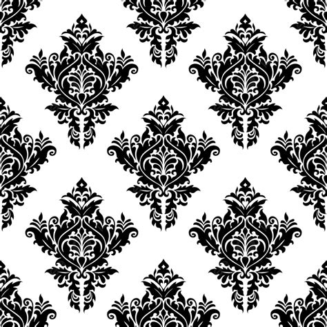 섬유 또는 벽지 디자인을 위한 흑백 원활한 플로랄 패턴 배경 르네상스 꽃 벽지 배경 일러스트 및 사진 무료 다운로드 Pngtree