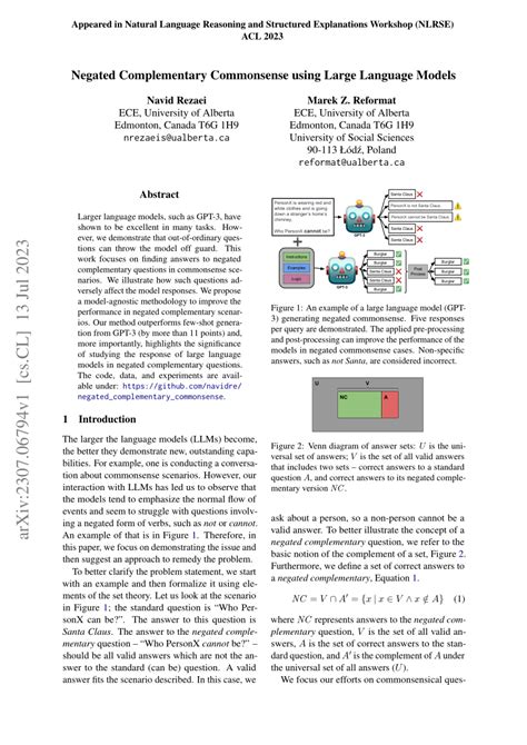Pdf Negated Complementary Commonsense Using Large Language Models