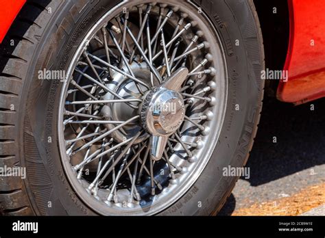 Wheel Spinner On Spoked Wire Wheel Of A Mg Mgb Classic Car In Grand