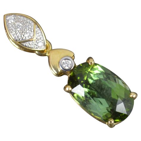 Natural Dark Green Tourmaline Pendant 32 Carat At 1stdibs
