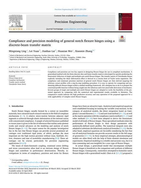 pdf compliance and precision modeling of general notch flexure hinges