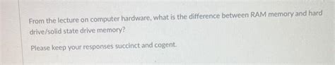 Solved From The Lecture On Computer Hardware What Is The Chegg Com