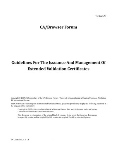 CA Browser Forum EV Guidelines V1 7 4