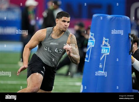Ucla Defensive Lineman Laiatu Latu Runs A Drill At The Nfl Football Scouting Combine Thursday